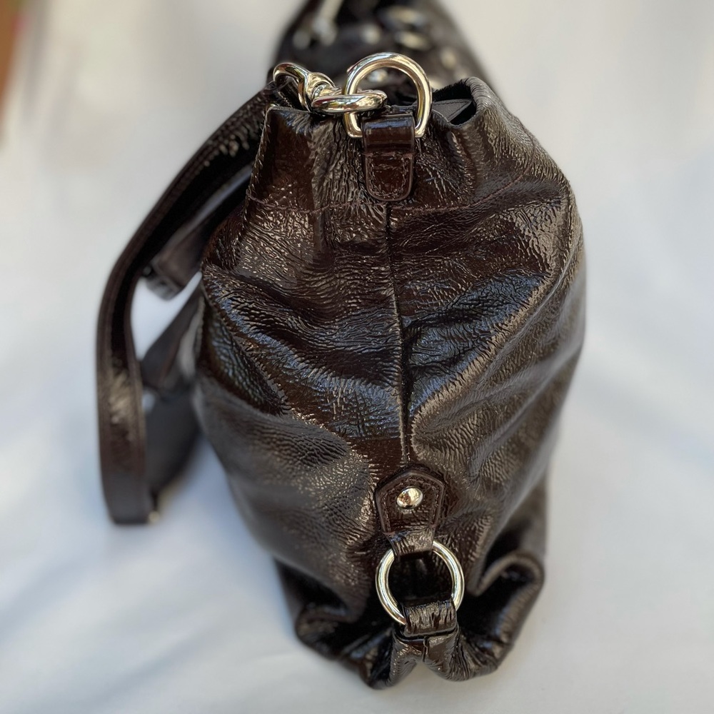 Coach Espresso Patent Leather Ashley Handbag - Gem